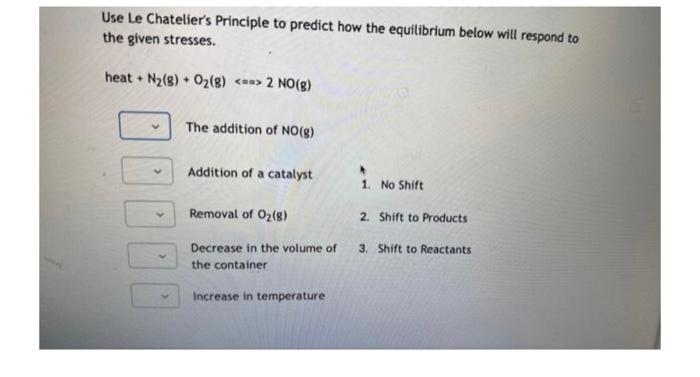 Solved Use Le Chatelier's Principle to predict how the | Chegg.com