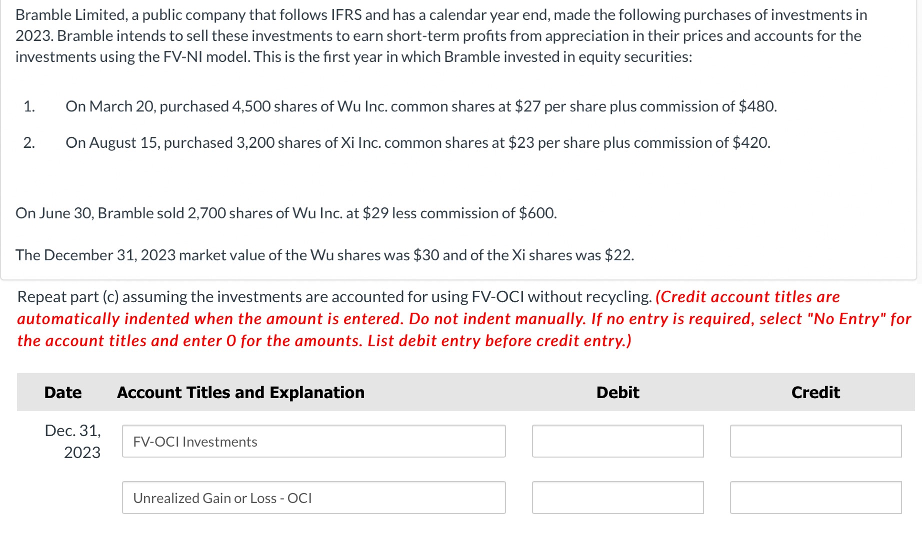 Solved Bramble Limited, a public company that follows IFRS | Chegg.com