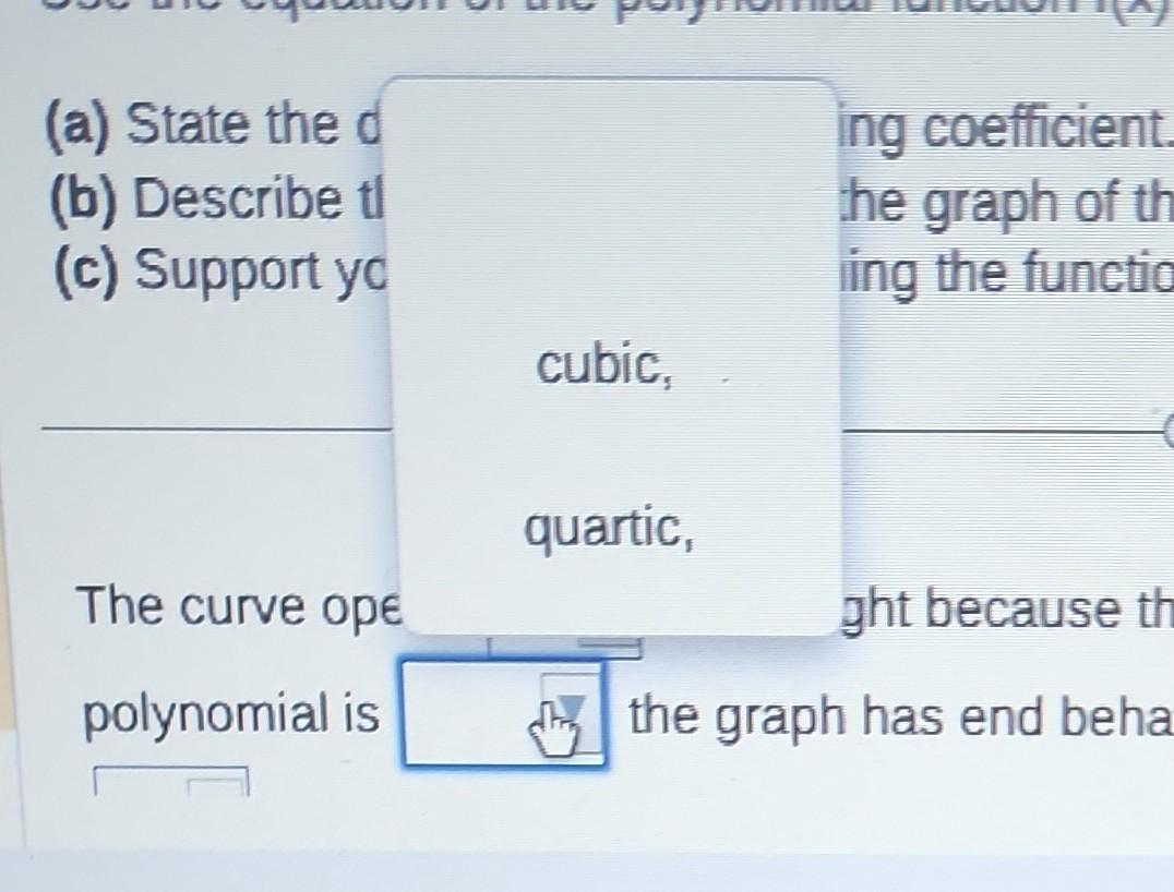 Solved Use the equation of the polynomial function | Chegg.com