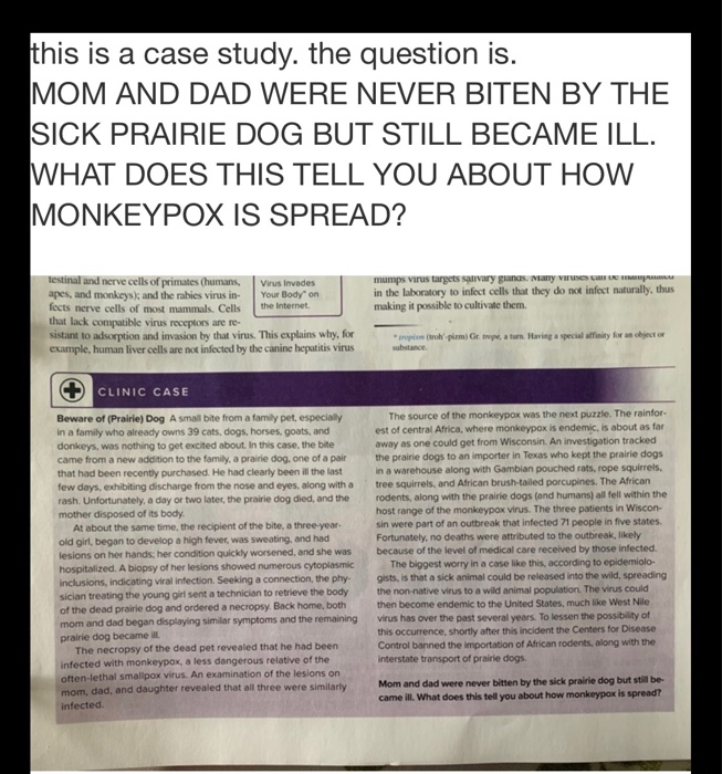 Solved MOM AND DAD WERE NEVER BITTEN BY THE SICK PRAIRIE DOG | Chegg.com