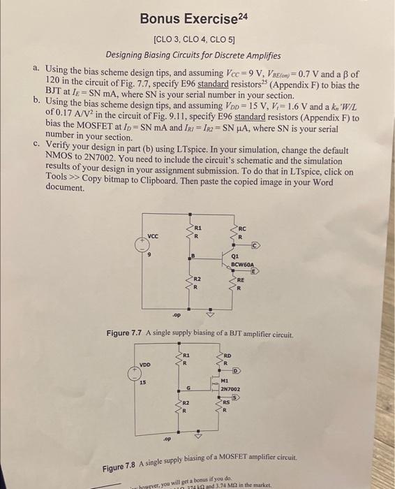 [CLO 3, CLO 4, CLO 5] Designing Biasing Circuits for | Chegg.com