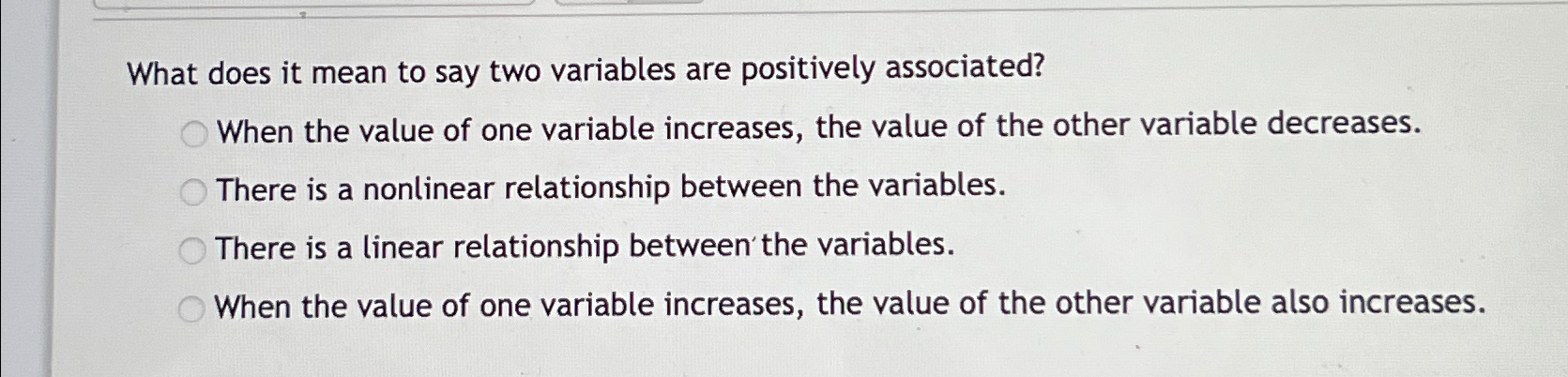 Solved What does it mean to say two variables are positively | Chegg.com