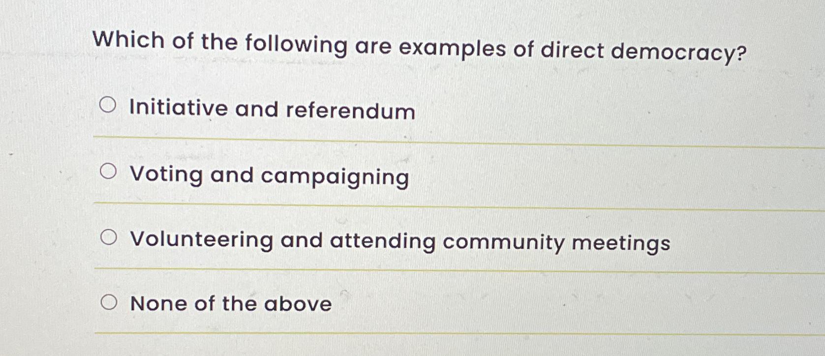 Solved Which of the following are examples of direct | Chegg.com