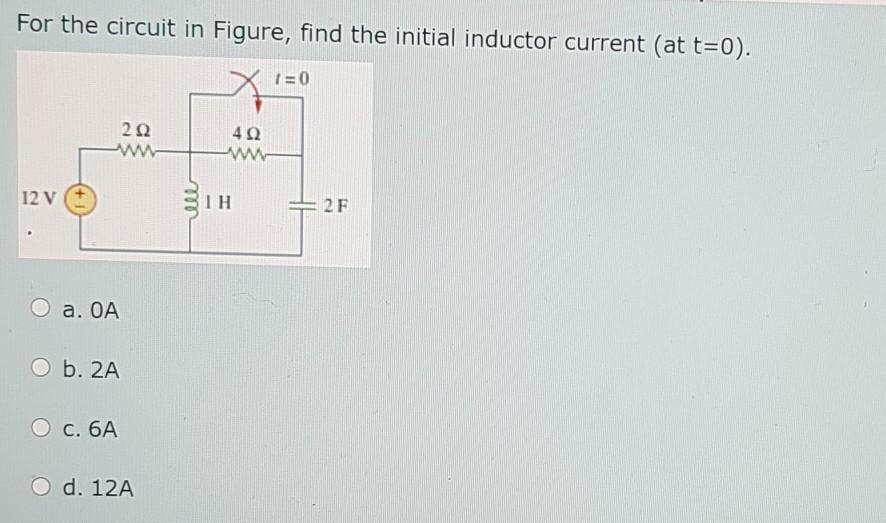 Solved For the circuit in Figure, find the initial inductor | Chegg.com