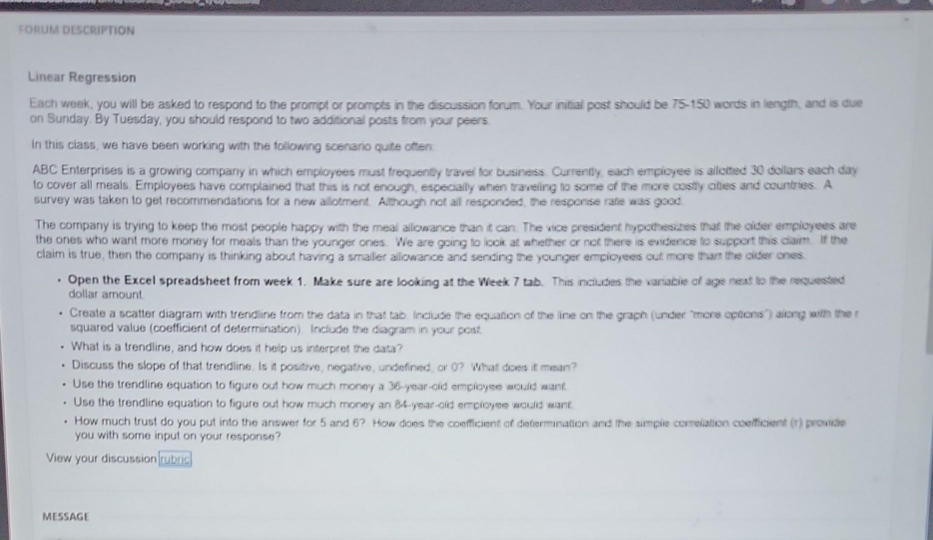 Solved Linear Regression Each week, you will be asked to | Chegg.com