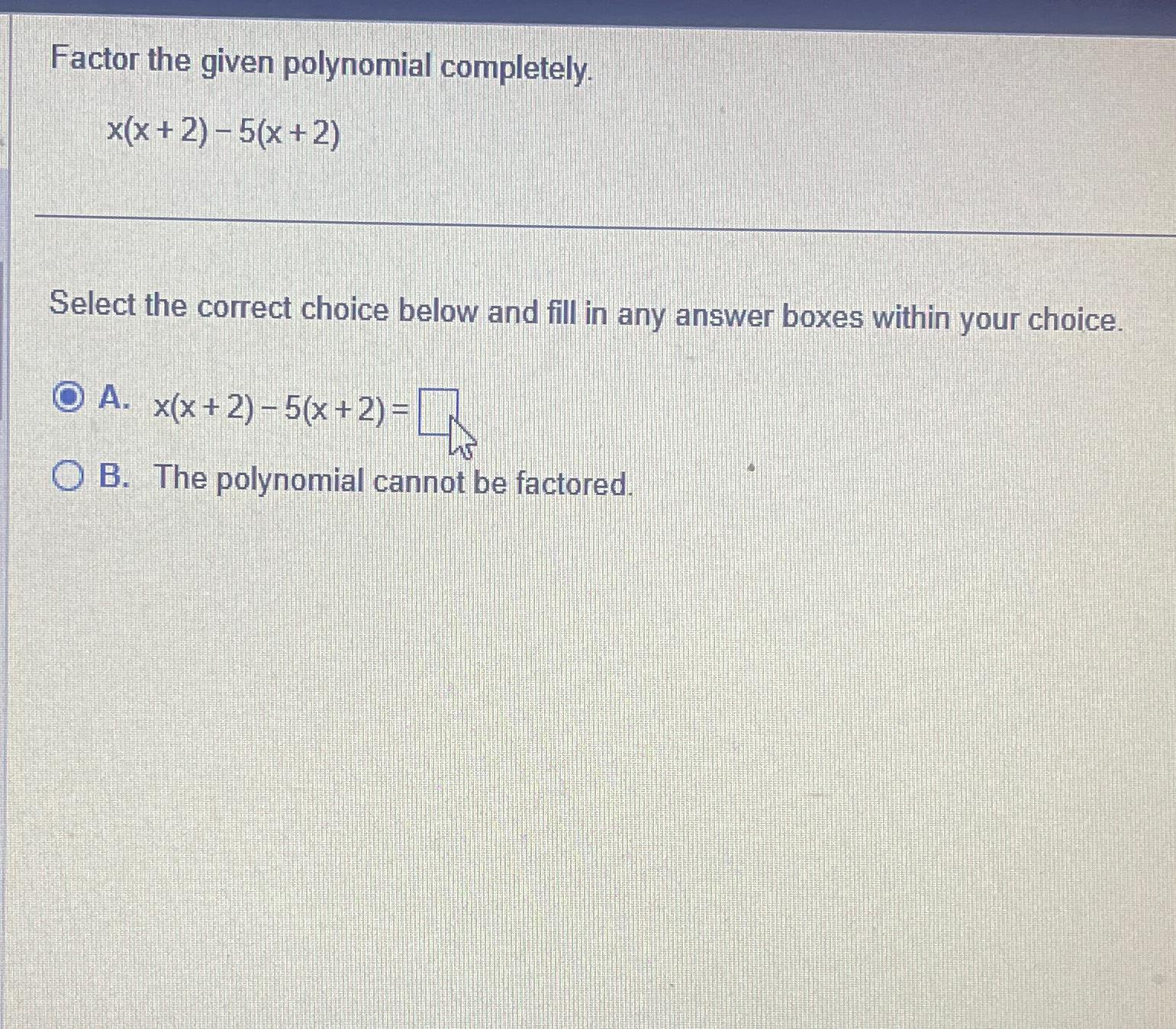 Solved Factor the given polynomial | Chegg.com