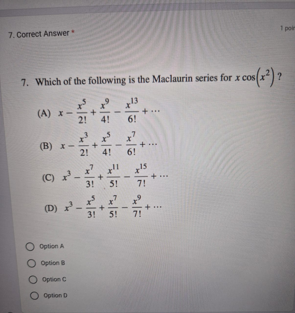 Solved Correct Answer *Which of ﻿the following is ﻿the | Chegg.com