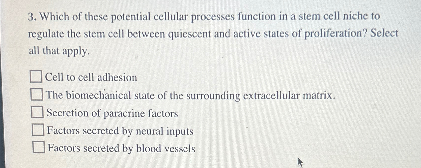 Solved Which of these potential cellular processes function | Chegg.com