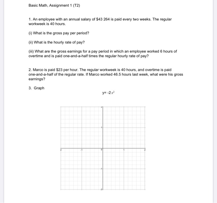 Solved Basic Math Assignment 1 T2 1 An Employee With An 