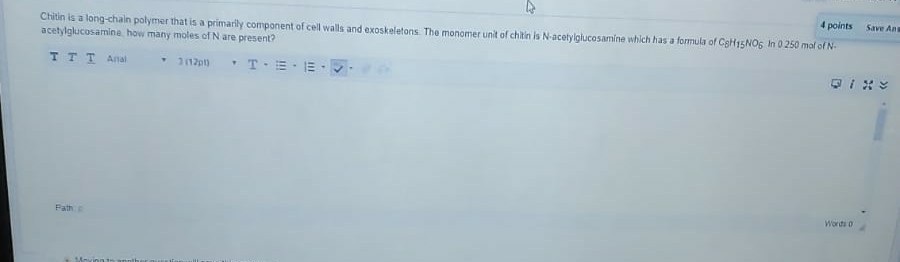 Solved 4 points Chitin is a long-chain polymer that is a | Chegg.com