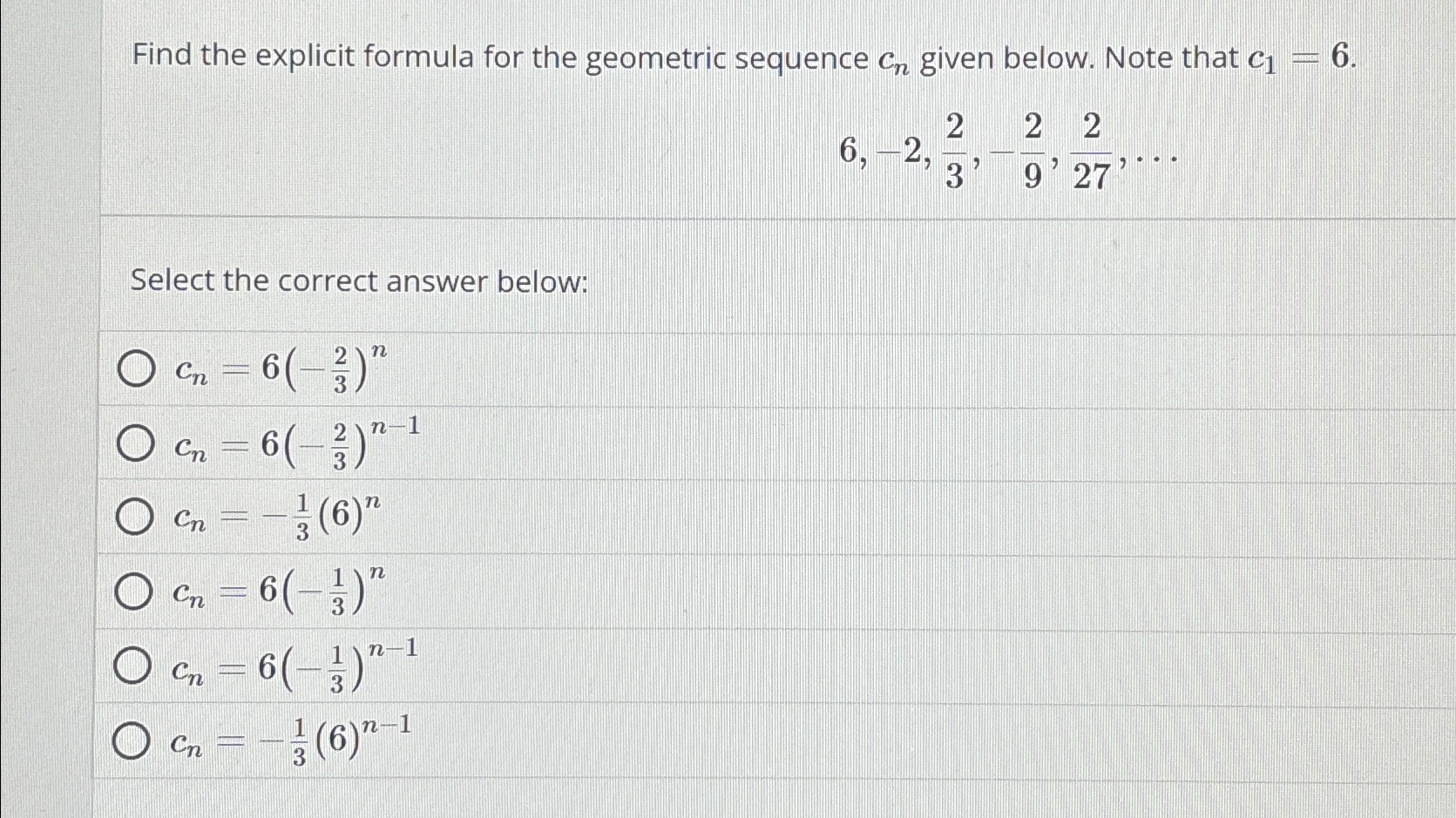 Solved Find the explicit formula for the geometric sequence | Chegg.com