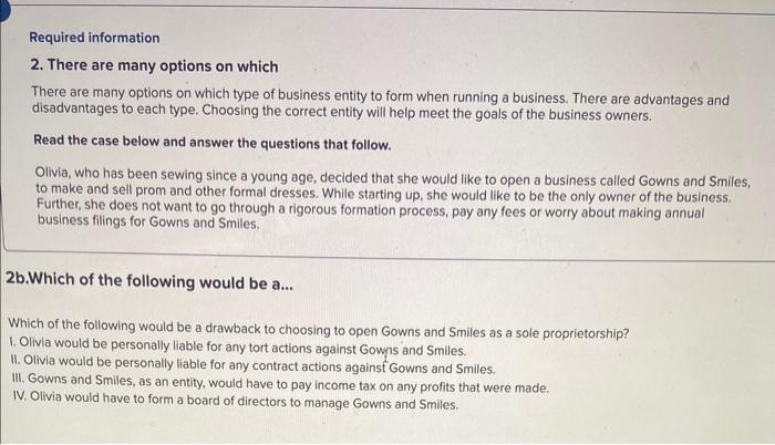 Solved Required information 2. There are many options on | Chegg.com