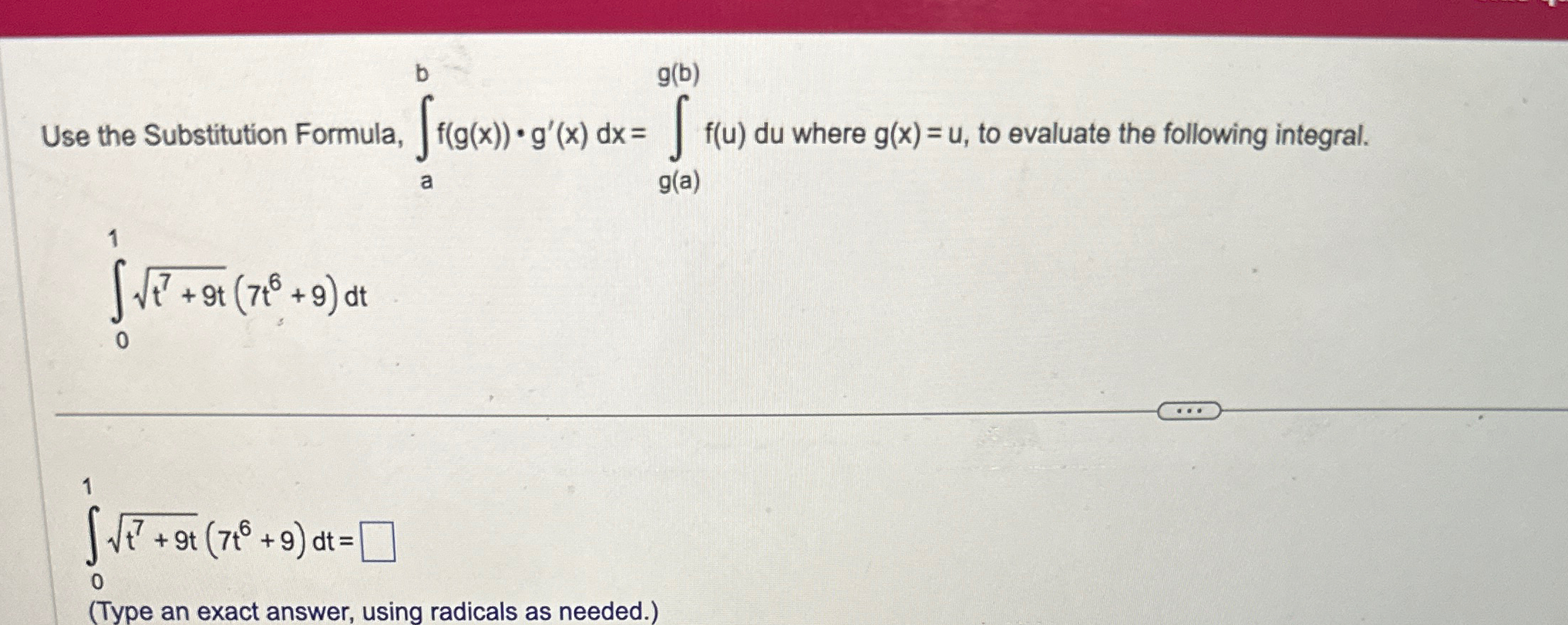 Solved Use the Substitution Formula, | Chegg.com