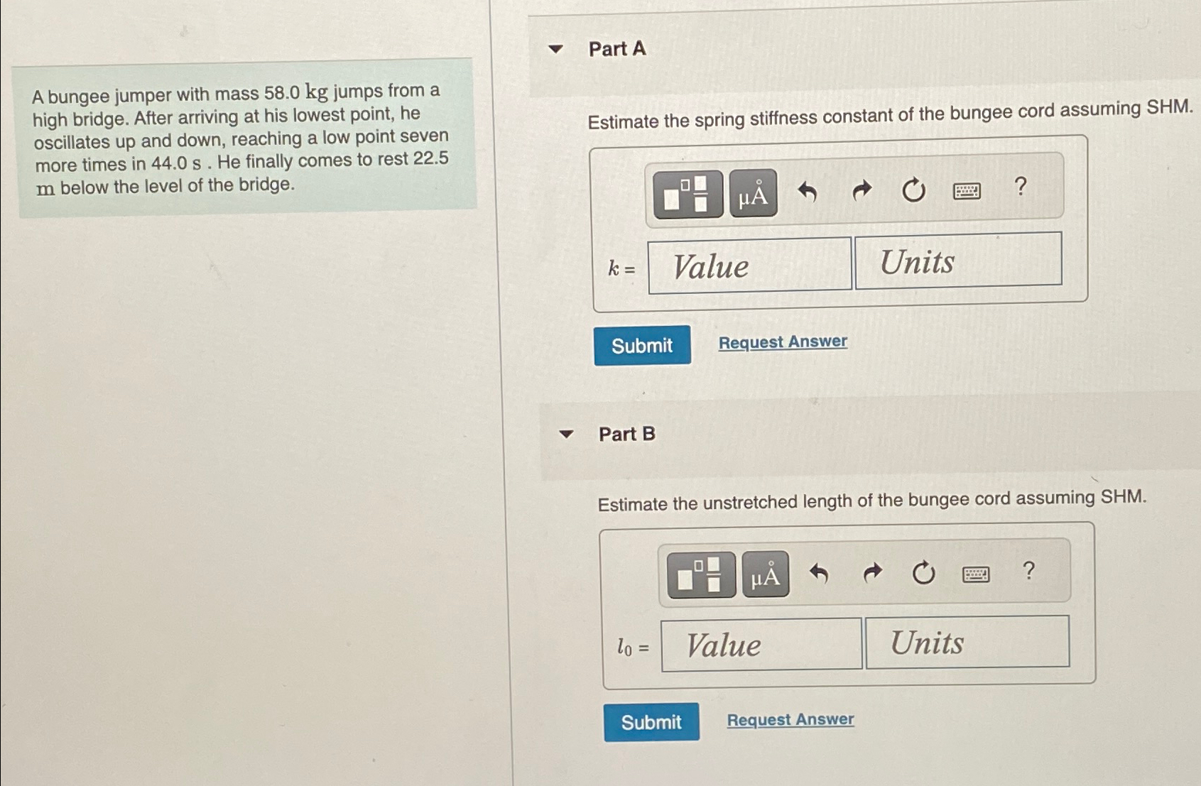Solved Part AA bungee jumper with mass 58.0kg ﻿jumps from a | Chegg.com