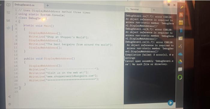 Solved W Uses DisploywebAddress nethod three timel using | Chegg.com