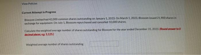 Solved calculate the weighted avg number of shares | Chegg.com