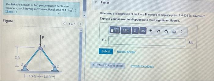Solved The linkage is mado of two pin-connected A-36 steel | Chegg.com