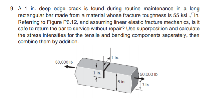 Solved 9. A 1 in. deep edge crack is found during routine | Chegg.com