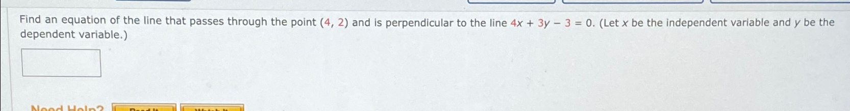 Solved Find an equation of the line that passes through the | Chegg.com