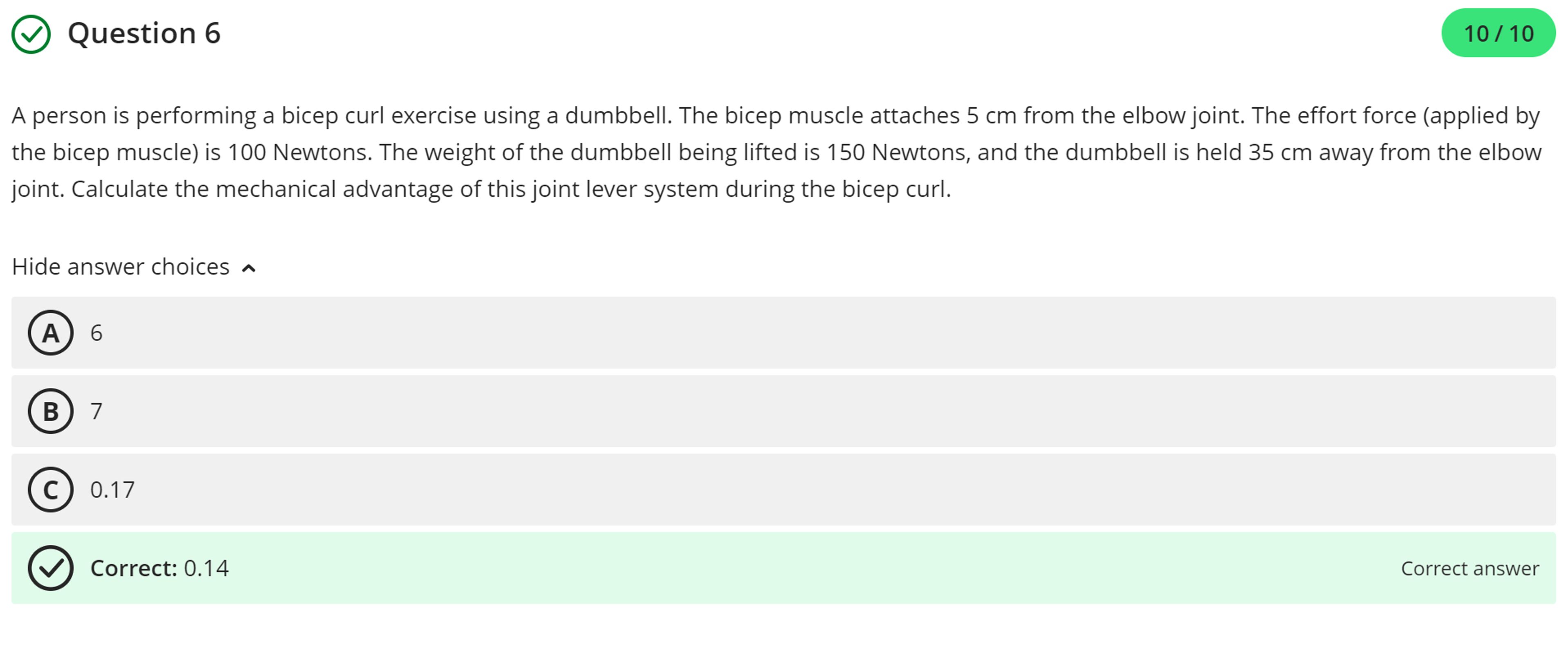 Solved Question 6A person is performing a bicep curl | Chegg.com