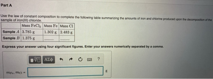 Solved Part A Use the law of constant composition to | Chegg.com