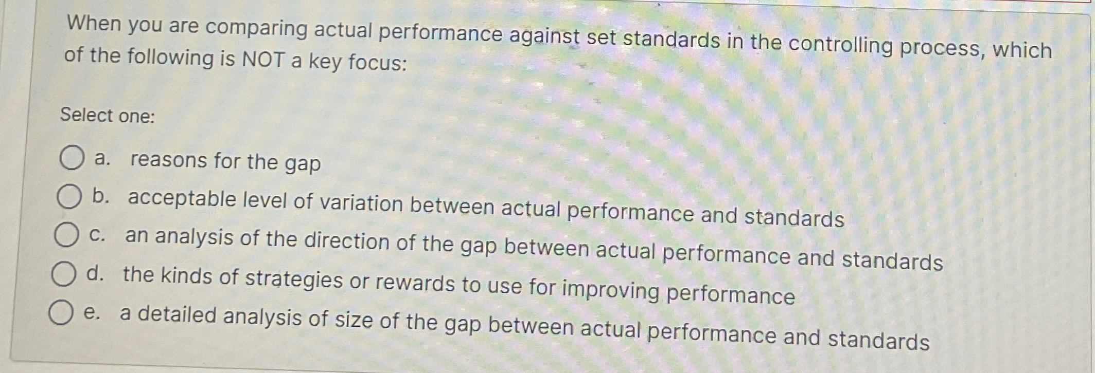 Solved When you are comparing actual performance against set | Chegg.com