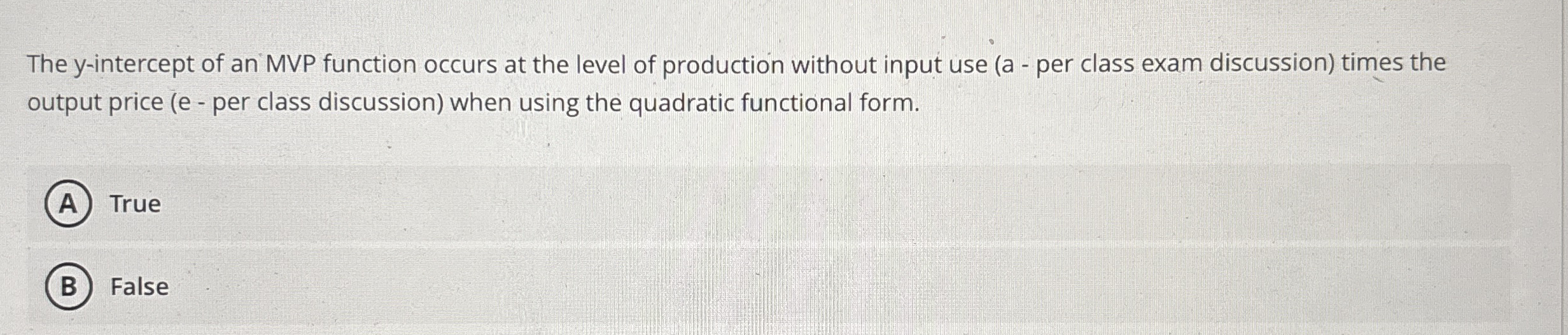 Solved The y-intercept of an MVP function occurs at the | Chegg.com