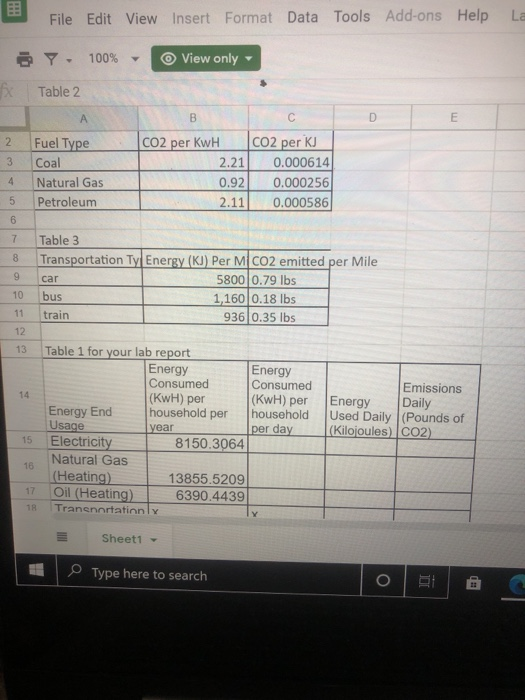 Solved File Edit View Insert Format Data Tools Add-ons Help | Chegg.com