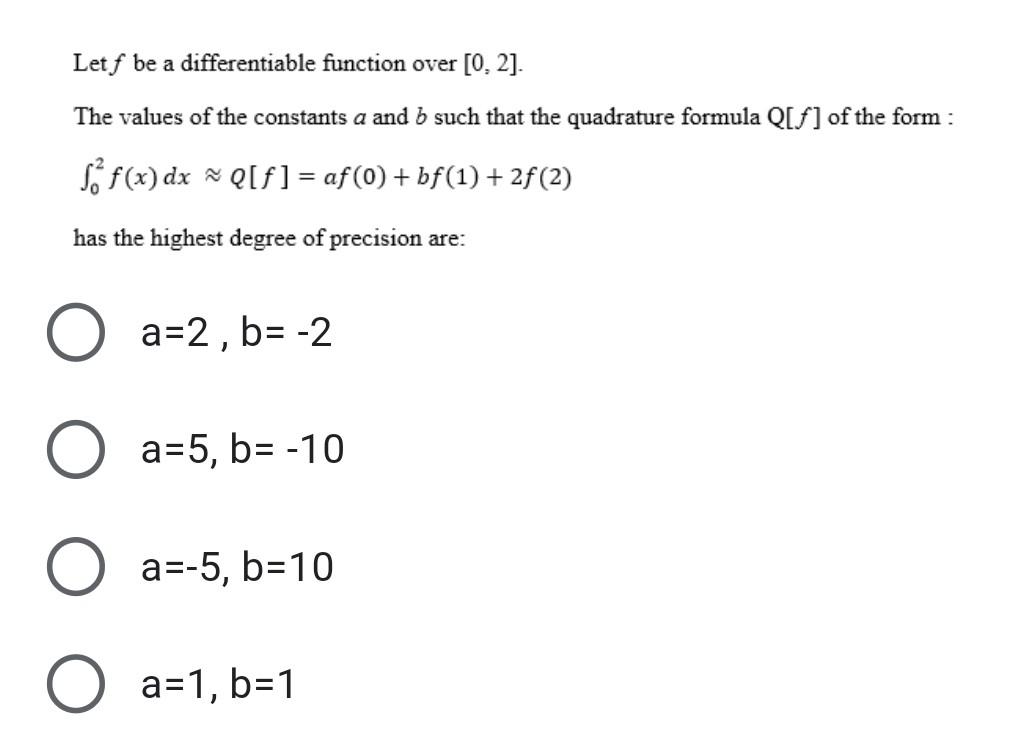 Solved Letf be a differentiable function over [0.2]. The | Chegg.com