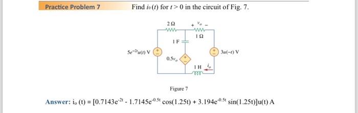 Solved Practice Problem 7 Find io (t) for t> 0 in the | Chegg.com