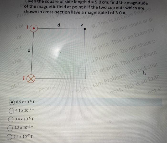 Solved Given the square of side length d=5.0 cm, find the | Chegg.com