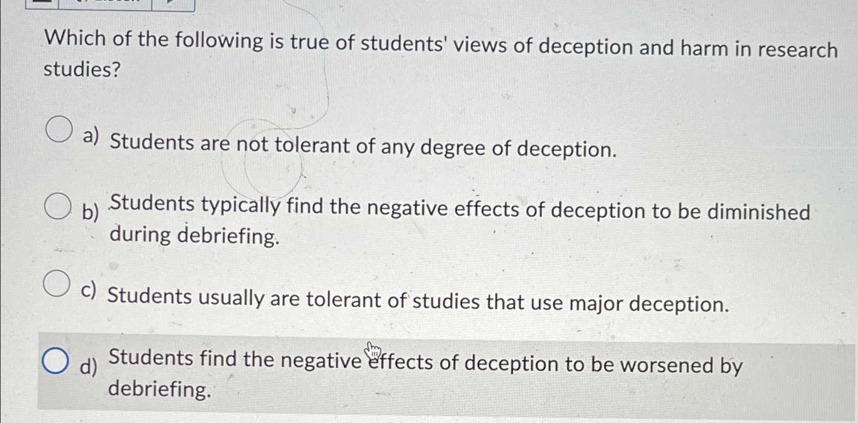 Solved Which of the following is true of students' views of | Chegg.com