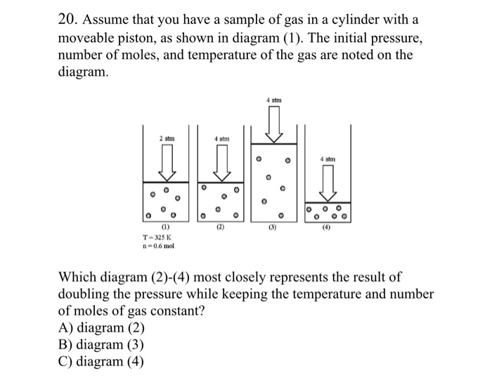 Solved 20. Assume that you have a sample of gas in a | Chegg.com