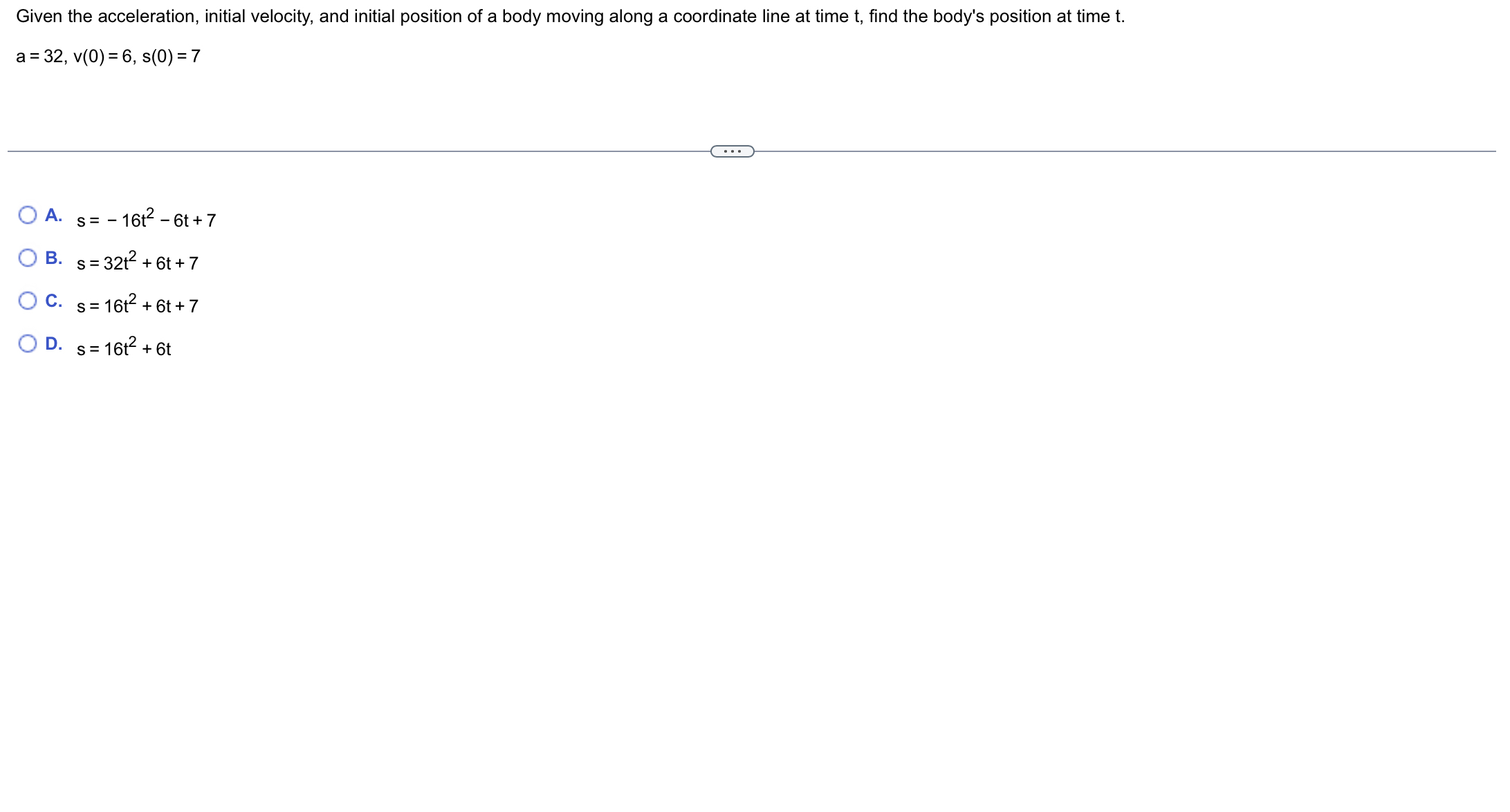Solved Given the acceleration, initial velocity, and initial | Chegg.com