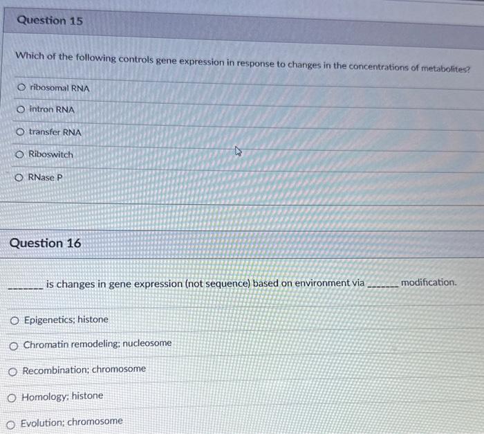 Solved Which of the following controls gene expression in | Chegg.com