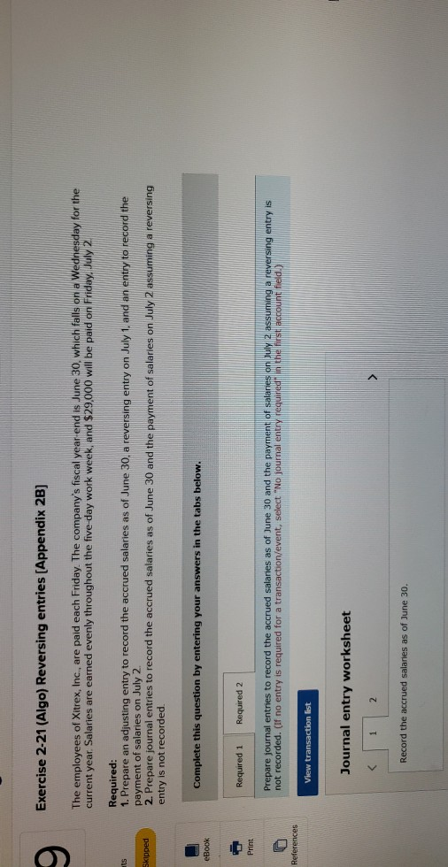Solved Exercise 2-21 (Algo) Reversing entries (Appendix 2B) | Chegg.com