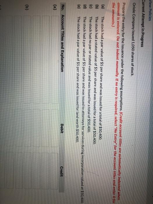 Solved View Policies Current Attempt in Progress Oriole | Chegg.com