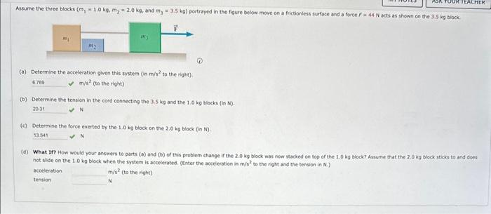 Solved Assume the three blocks (m1=1.0 kg, m2=2.0 kg, and | Chegg.com