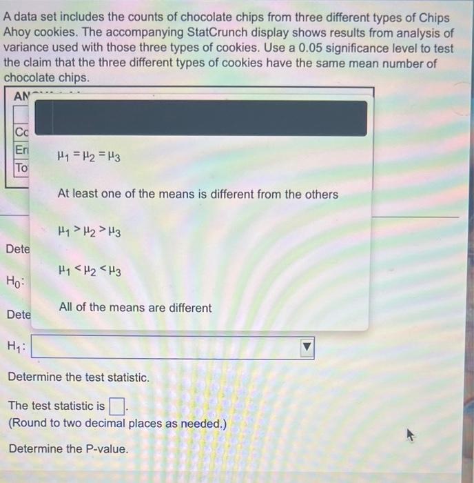 Solved A data set includes the counts of chocolate chips | Chegg.com