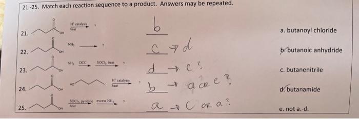 Solved 21.-25. Match each reaction sequence to a product. | Chegg.com