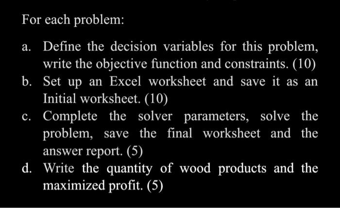 Solved For Each Problem A Define The Decision Variables 2367