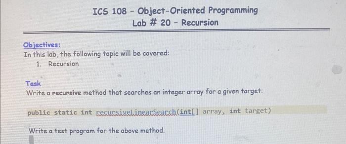 Solved Objectives: In this lab, the following topic will be | Chegg.com
