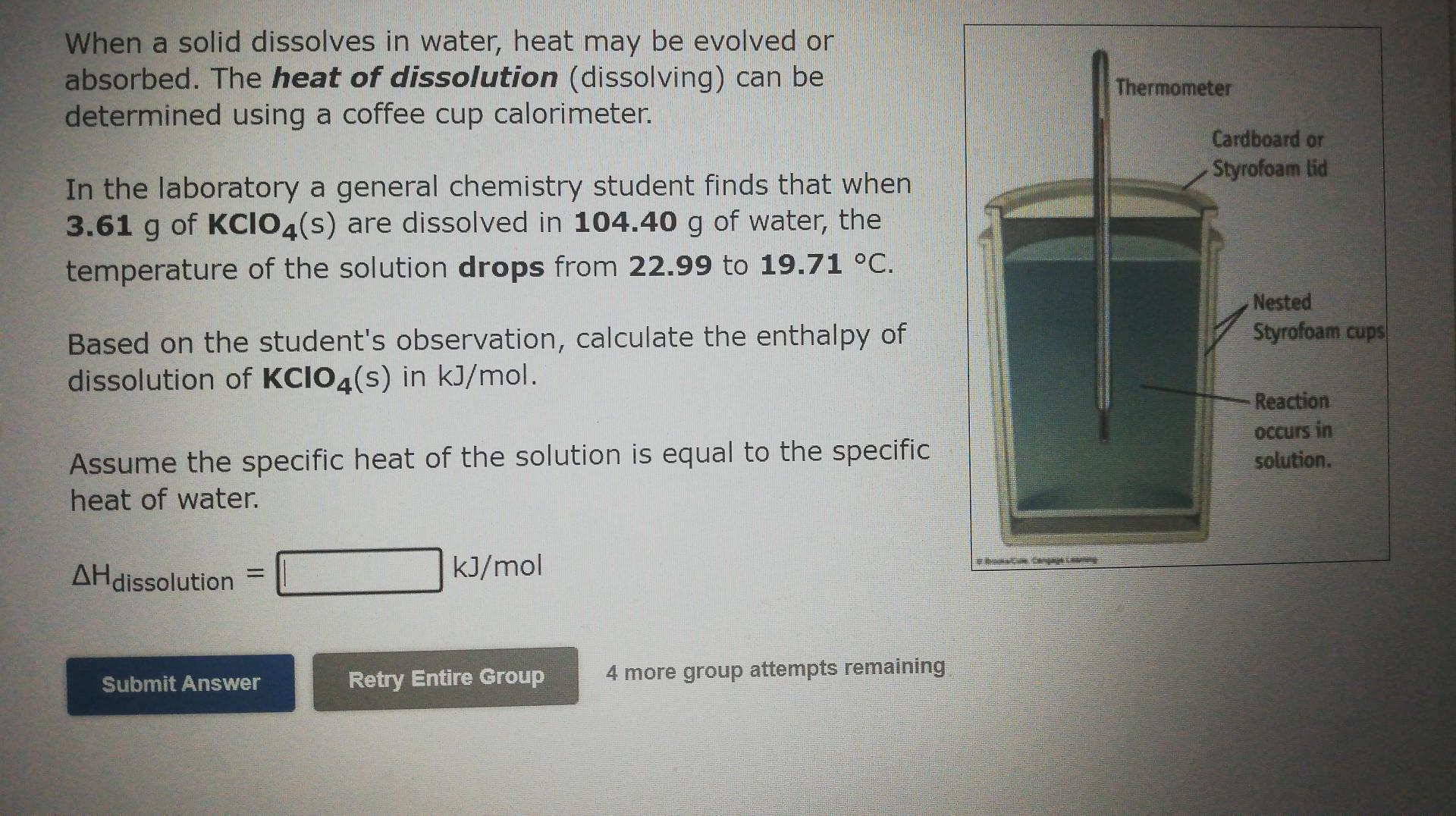 Solved When a solid dissolves in water, heat may be evolved | Chegg.com