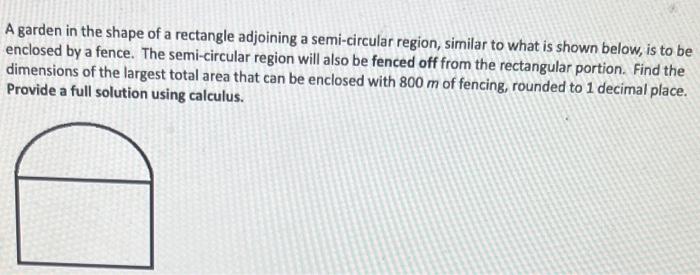 Solved A garden in the shape of a rectangle adjoining a | Chegg.com