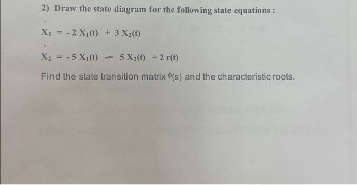 Solved 2) Draw the state diagram for the following state | Chegg.com