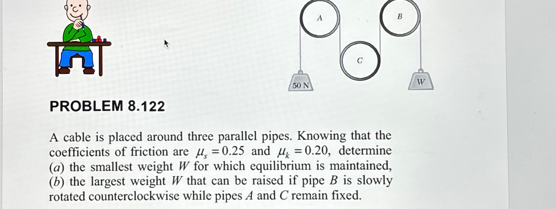 Solved PROBLEM 8.122 ﻿A cable is placed around three | Chegg.com