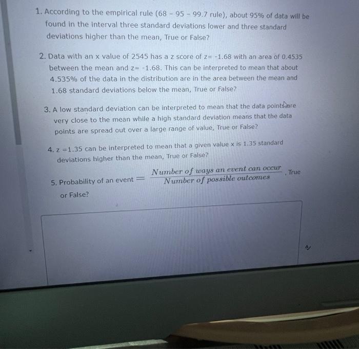 Solved 1. According to the empirical rule (68 - 95 - 99.7 | Chegg.com