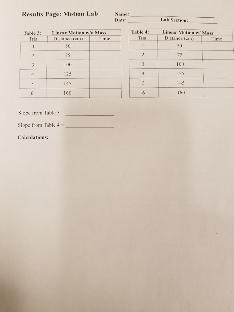 Solved Lab: Motion and Graphing Name: Lab Section: Date: | Chegg.com