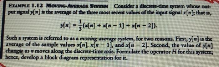Solved EXAMPLE 1.12 MOVING-AVERAGE SYSTEM Consider a | Chegg.com