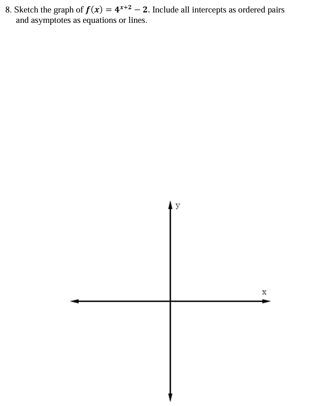 Solved Sketch the graph of f(x)=4x+2-2. ﻿Include all | Chegg.com